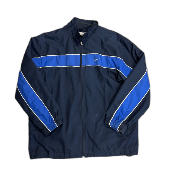 Nike | Jackets & Coats | Vintage Nike Navy Royal Colorblock Stripe Zip ...